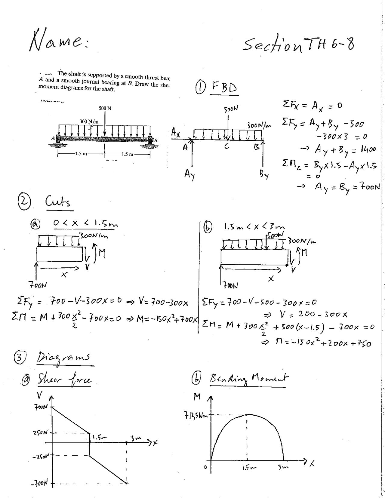 Solutions To Sample Quiz 9 Statics E M 306 Quizzes Statics Docsity
