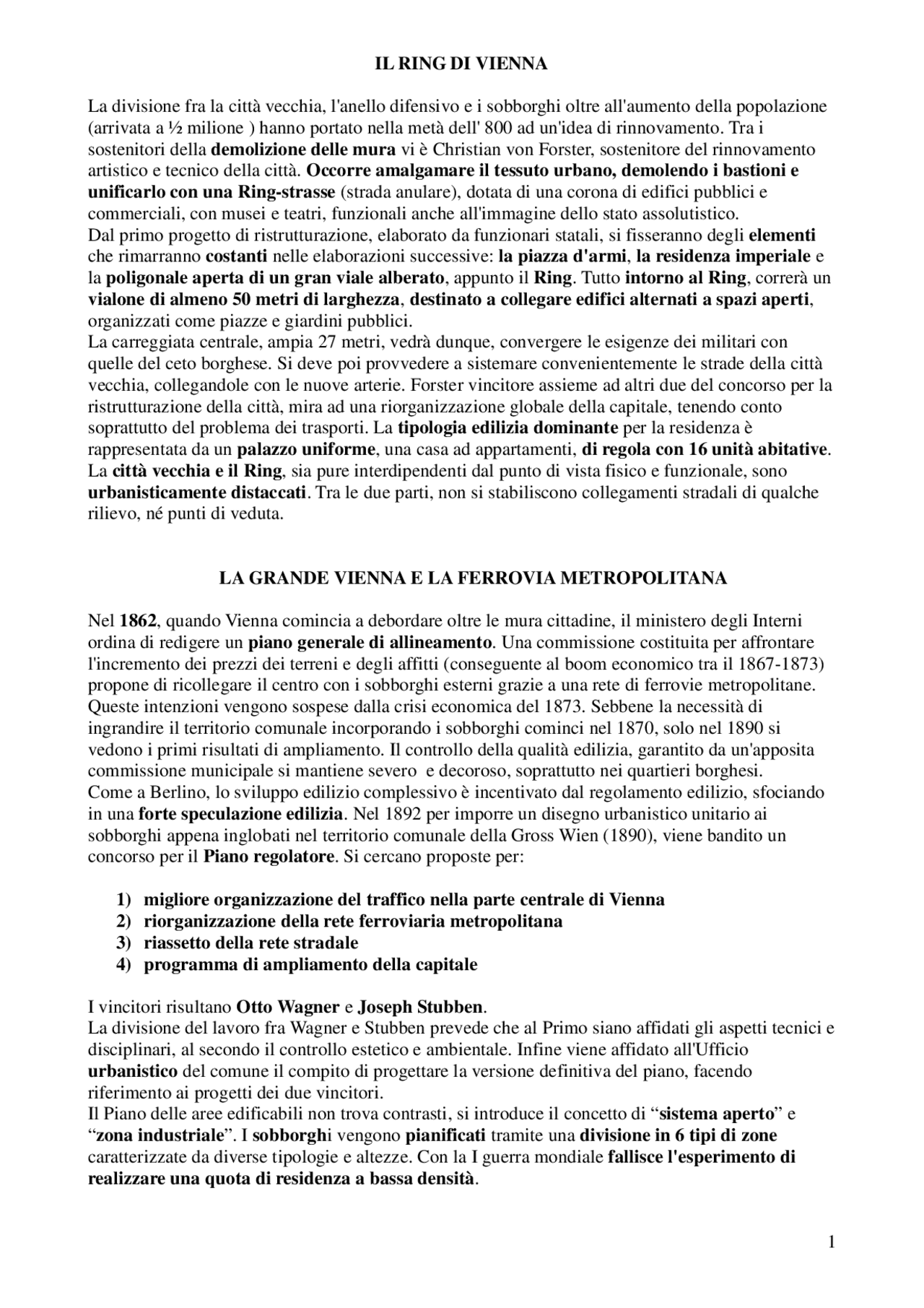 Urbanistica - IL RING DI VIENNA | Schemi e mappe concettuali di ...