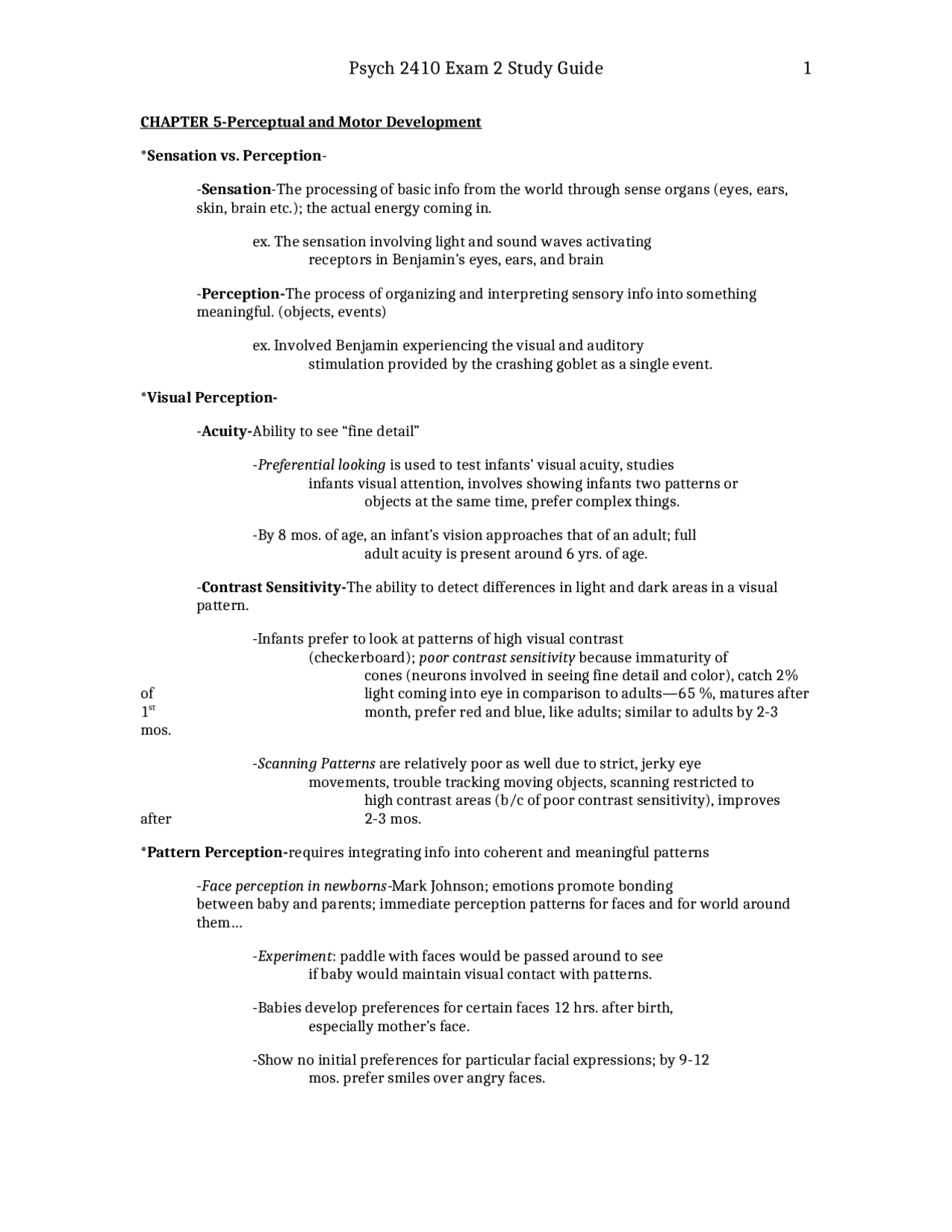 Developmental Psychology - Exam 2 Study Guide | PSYCH 2410 - Docsity