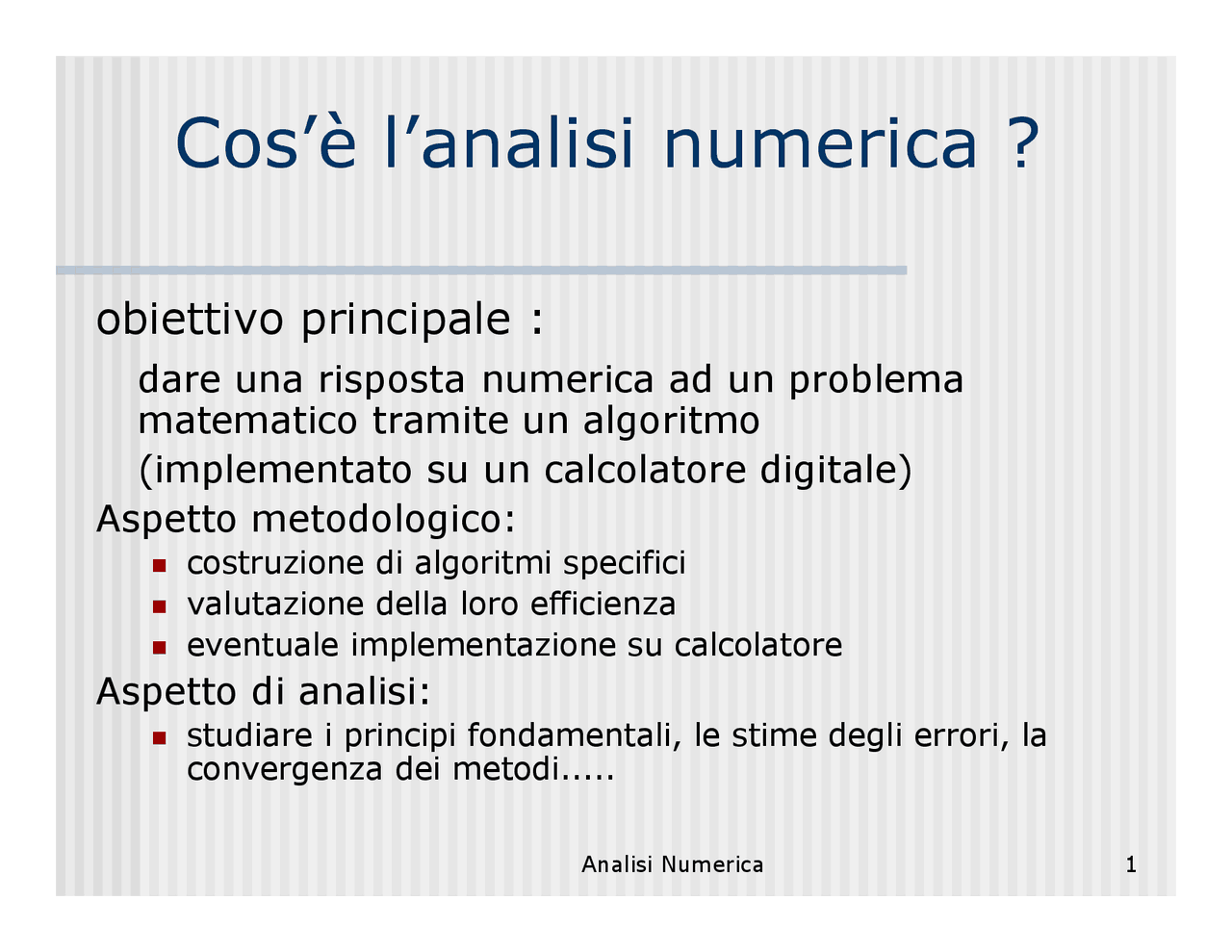 Analisi Numerica Slides Introduttive Alla Materia Lectures De