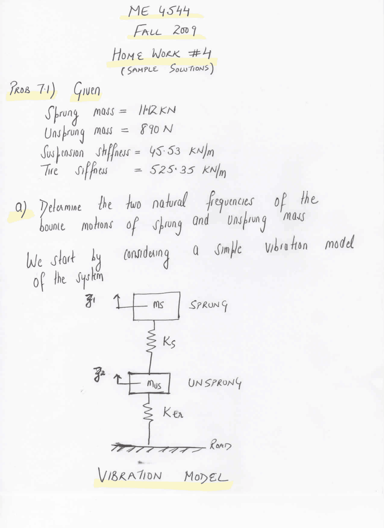 Sample Solutions for Homework 4 - Automotive Engineering | ME 4544 ...
