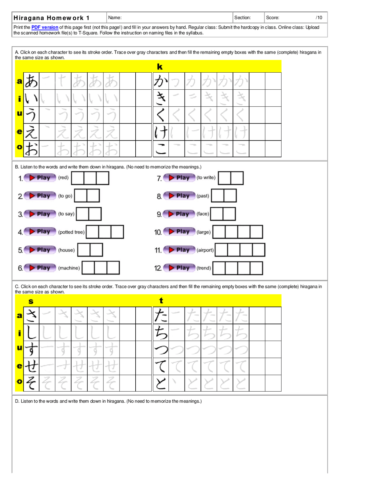 Class Notes on Elementary Japanese l | JAPN 1001 - Docsity