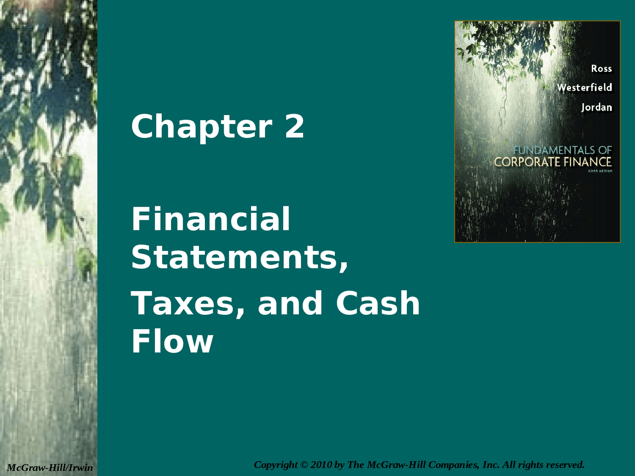 Financial Statements Taxes And Cash Flow Lecture Slides Fin 3716