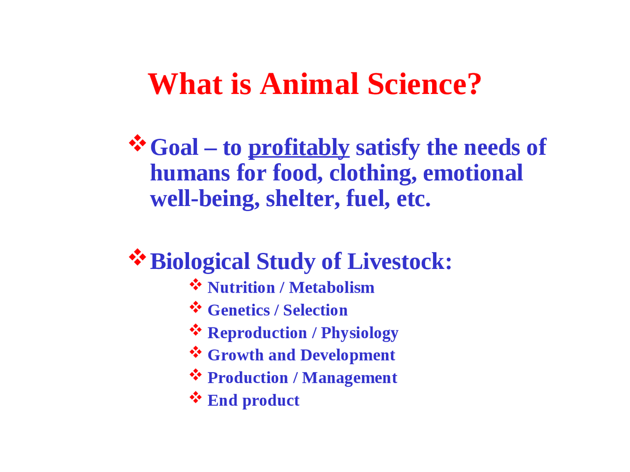 What is Animal Science - Lecture Notes | ADSC 2010 - Docsity
