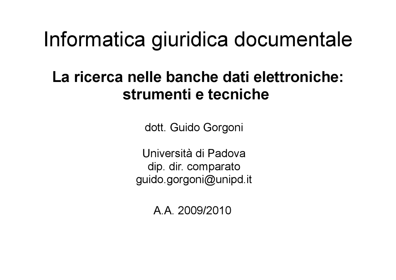 Informatica Giuridica Parte 3 Docsity