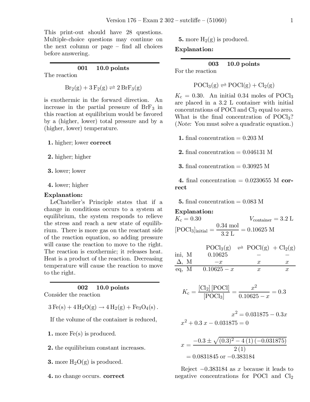 28 Questions On Principles Of Chemistry I With Solution Exam 2 Ch
