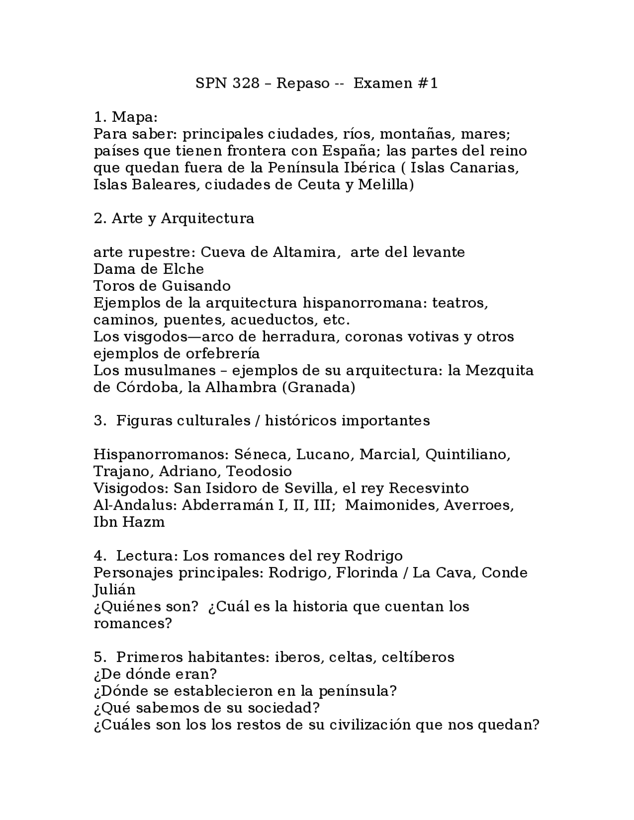 Repaso para Examen #1: Historia de España - Prof. M. C. Sutherland ...