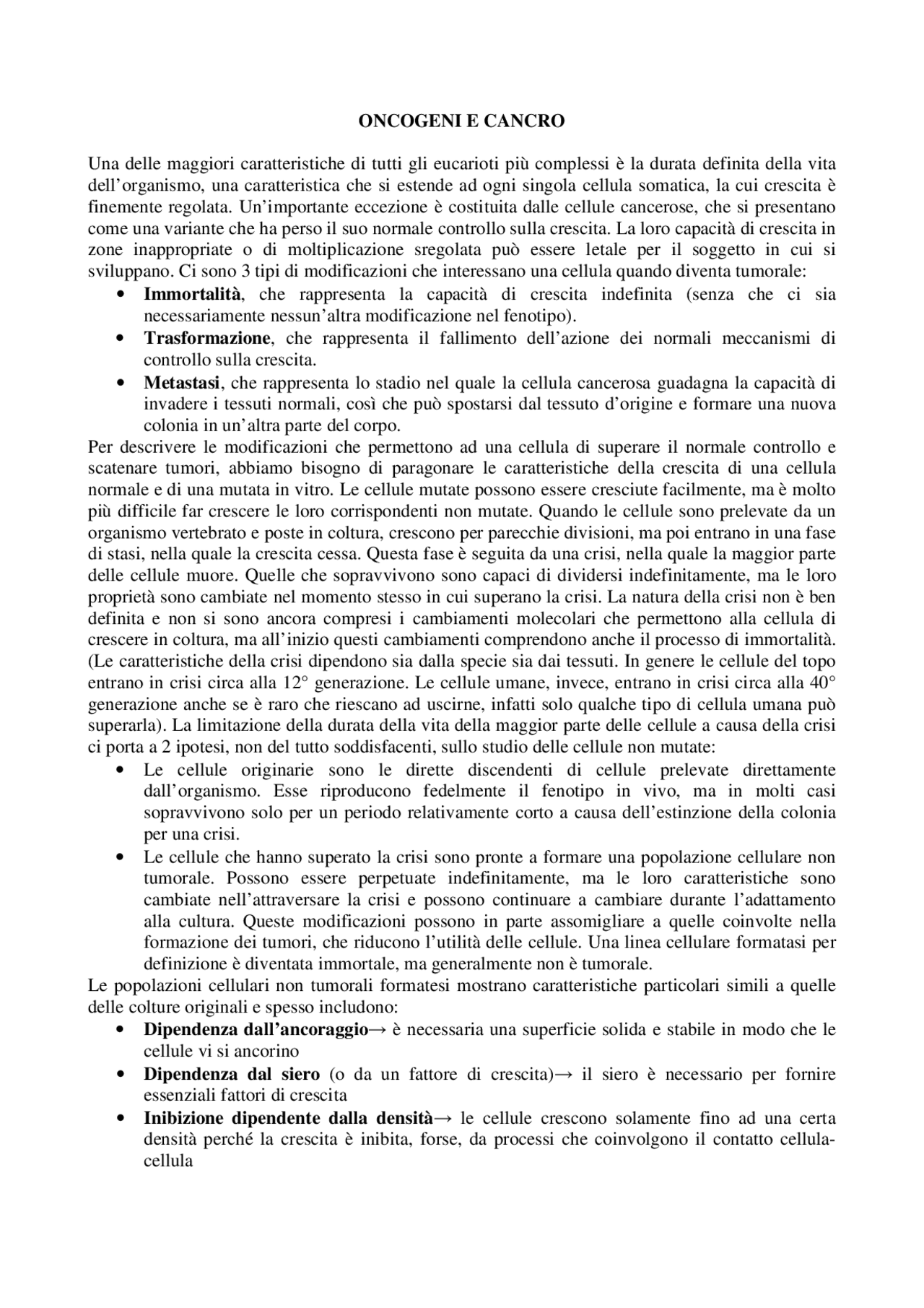 Patologia Oncogeni E Cancro Docsity