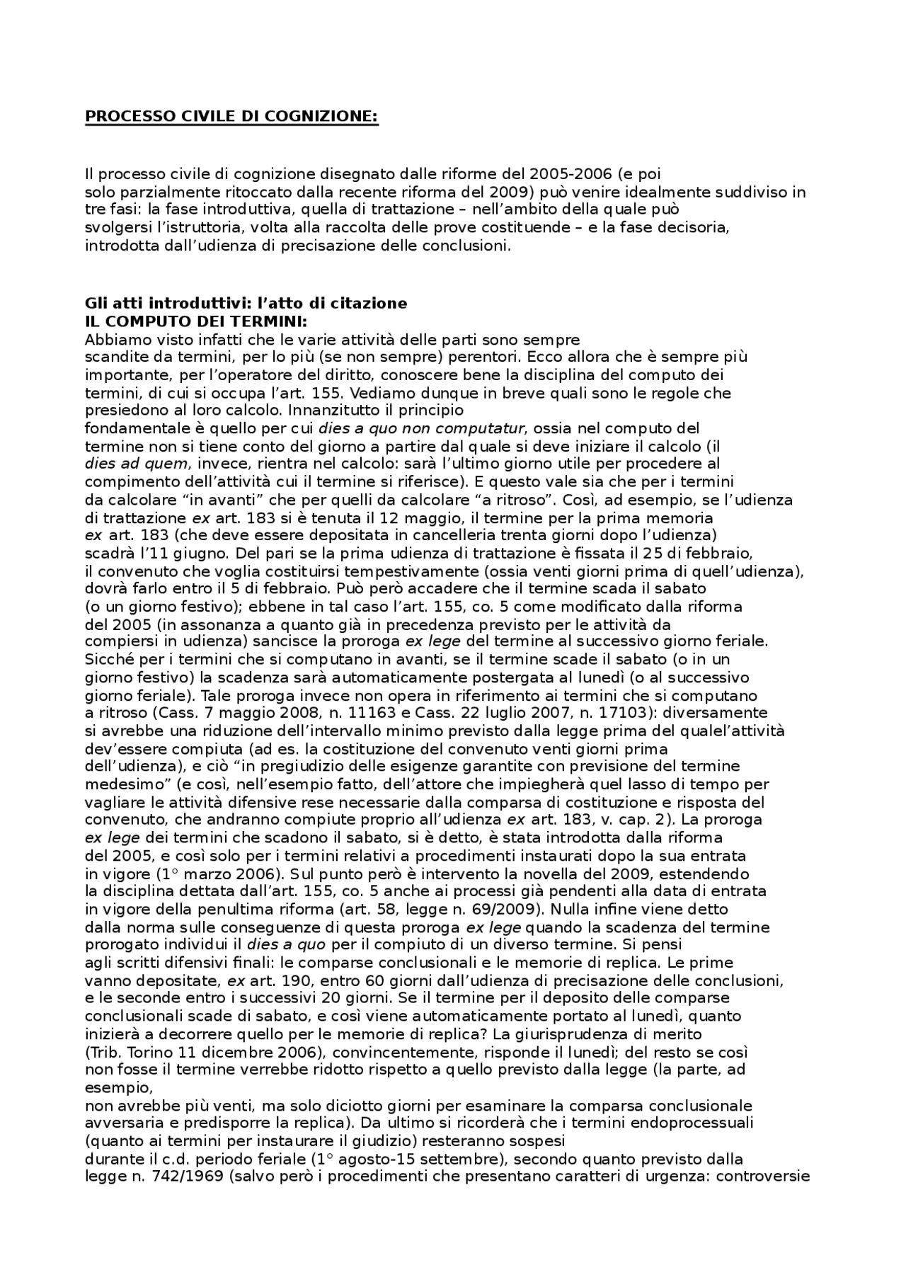 Processo Civile Di Cognizione Docsity