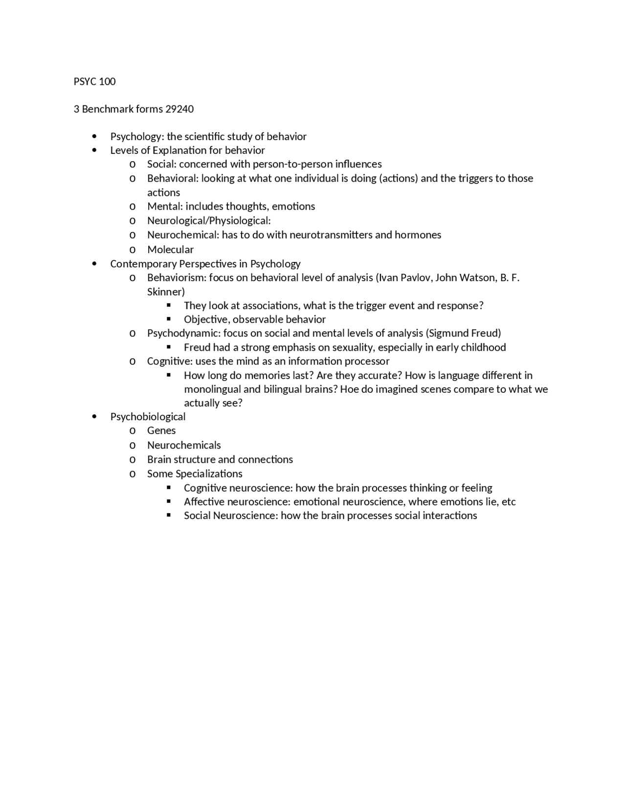 The Scientific Study of Behavior - Introduction to Psychology - Notes ...