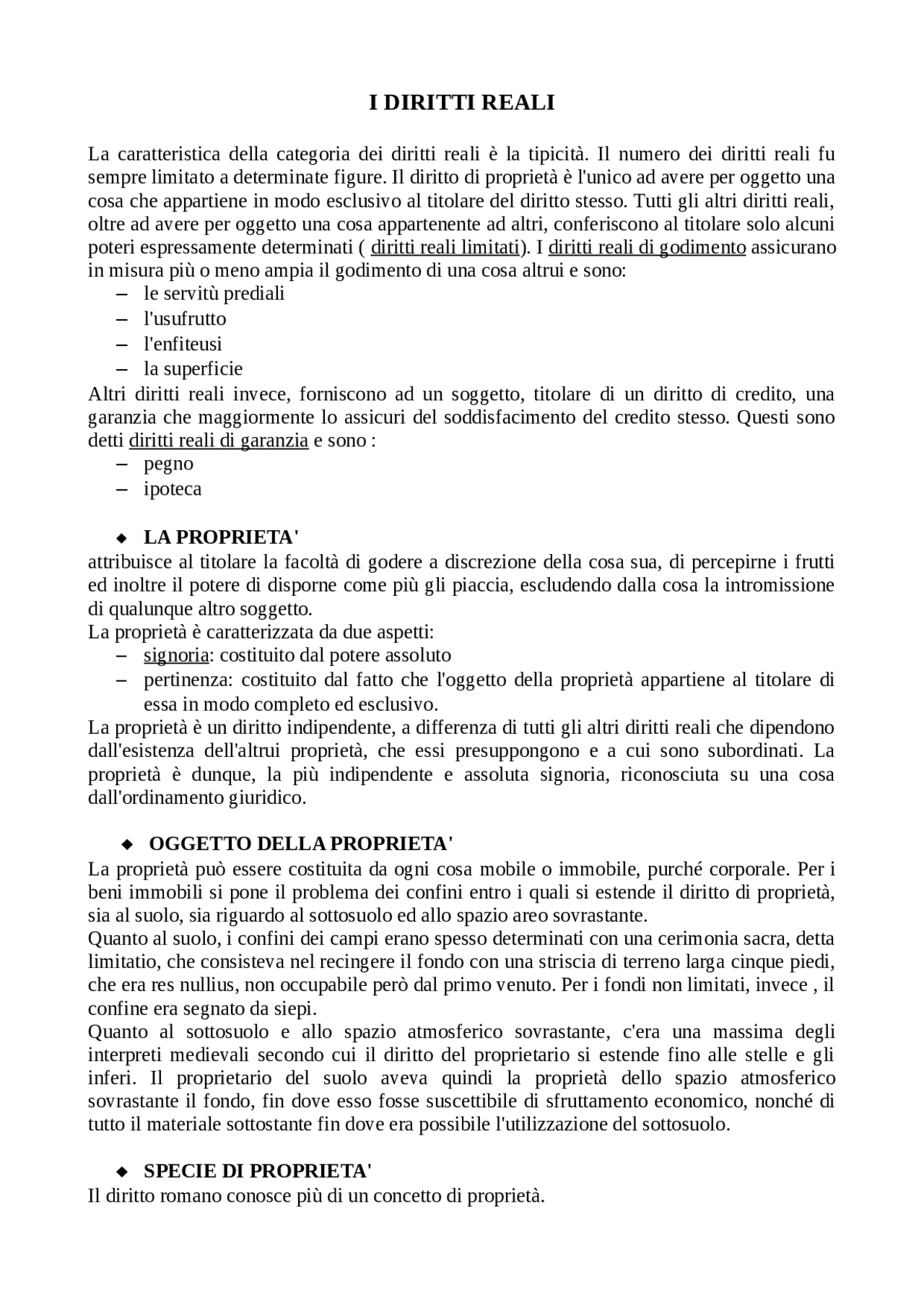 Istituzioni Di Diritto Romano I Diritti Reali Sanfilippo Docsity