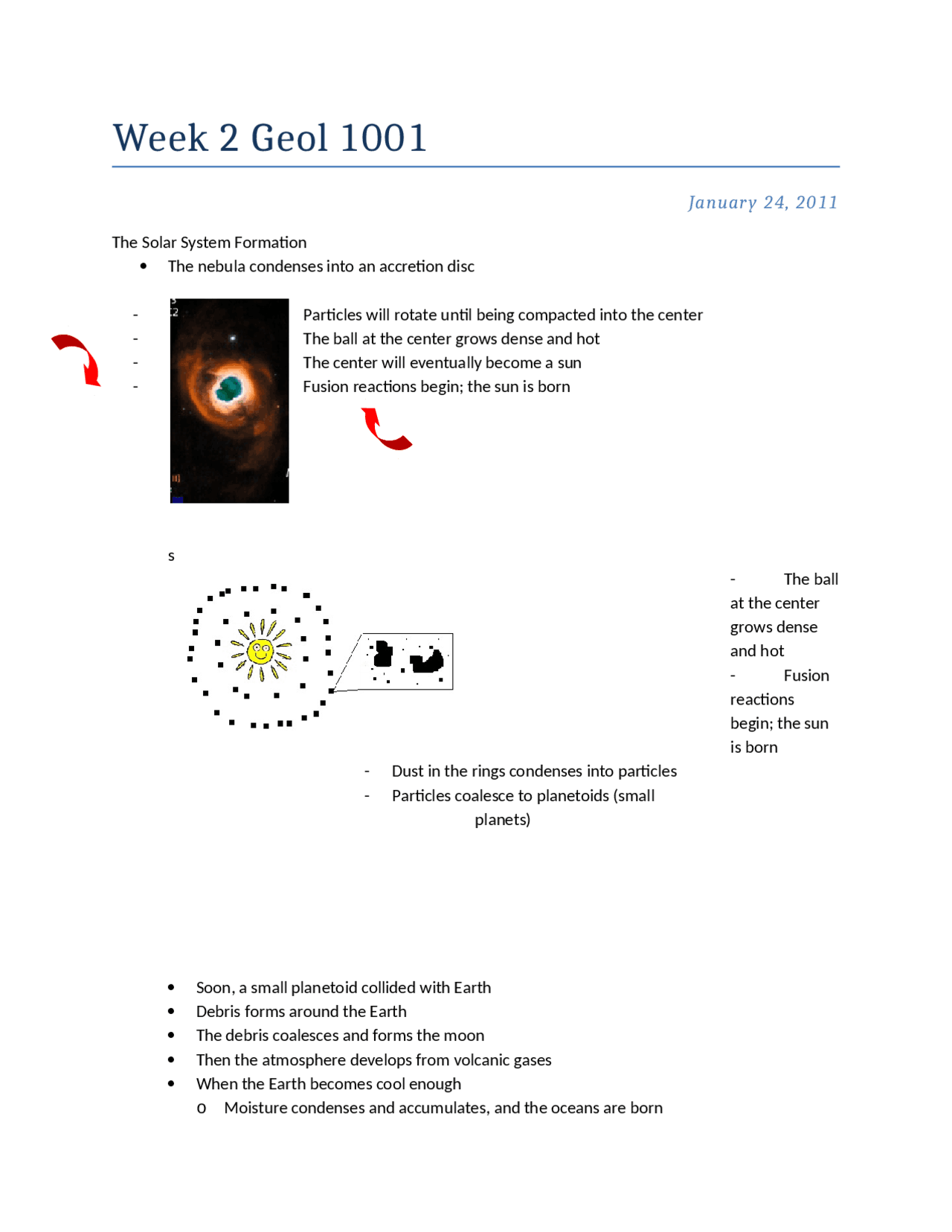 The Solar System Information Lecture Notes Geol 1001 Docsity
