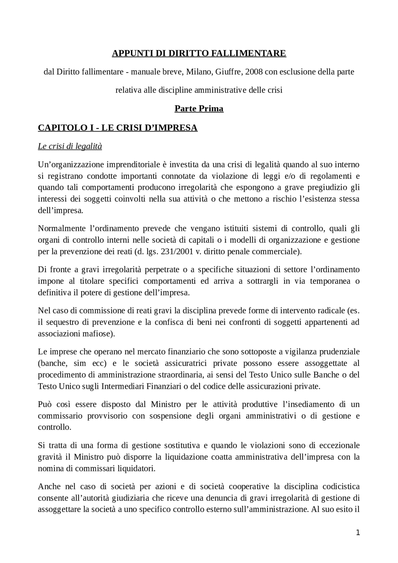 Manuale Breve Appunti Di Diritto Fallimentare Milano Giuffrè