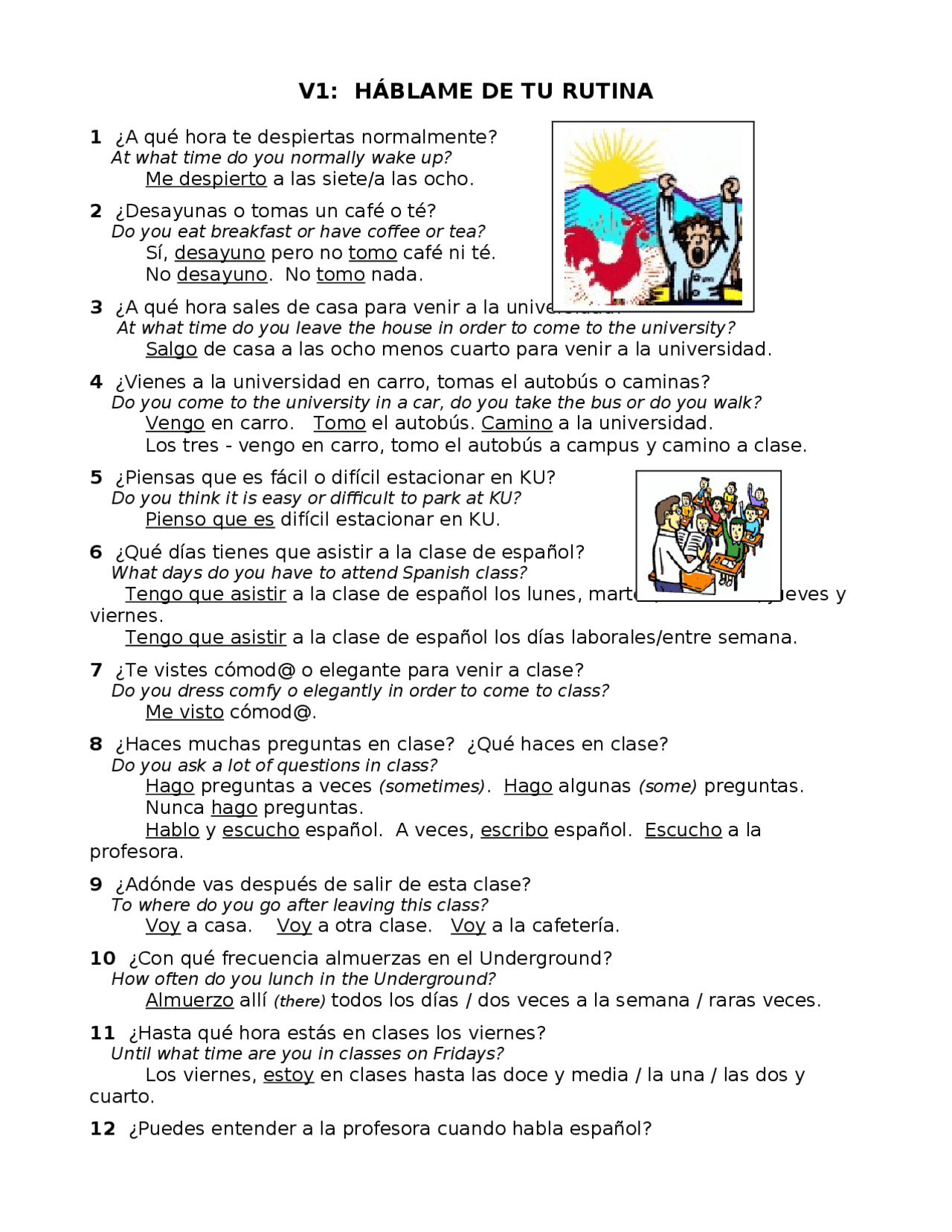 Conversational Questions - Intensive Elementary Spanish | SPAN 111 ...