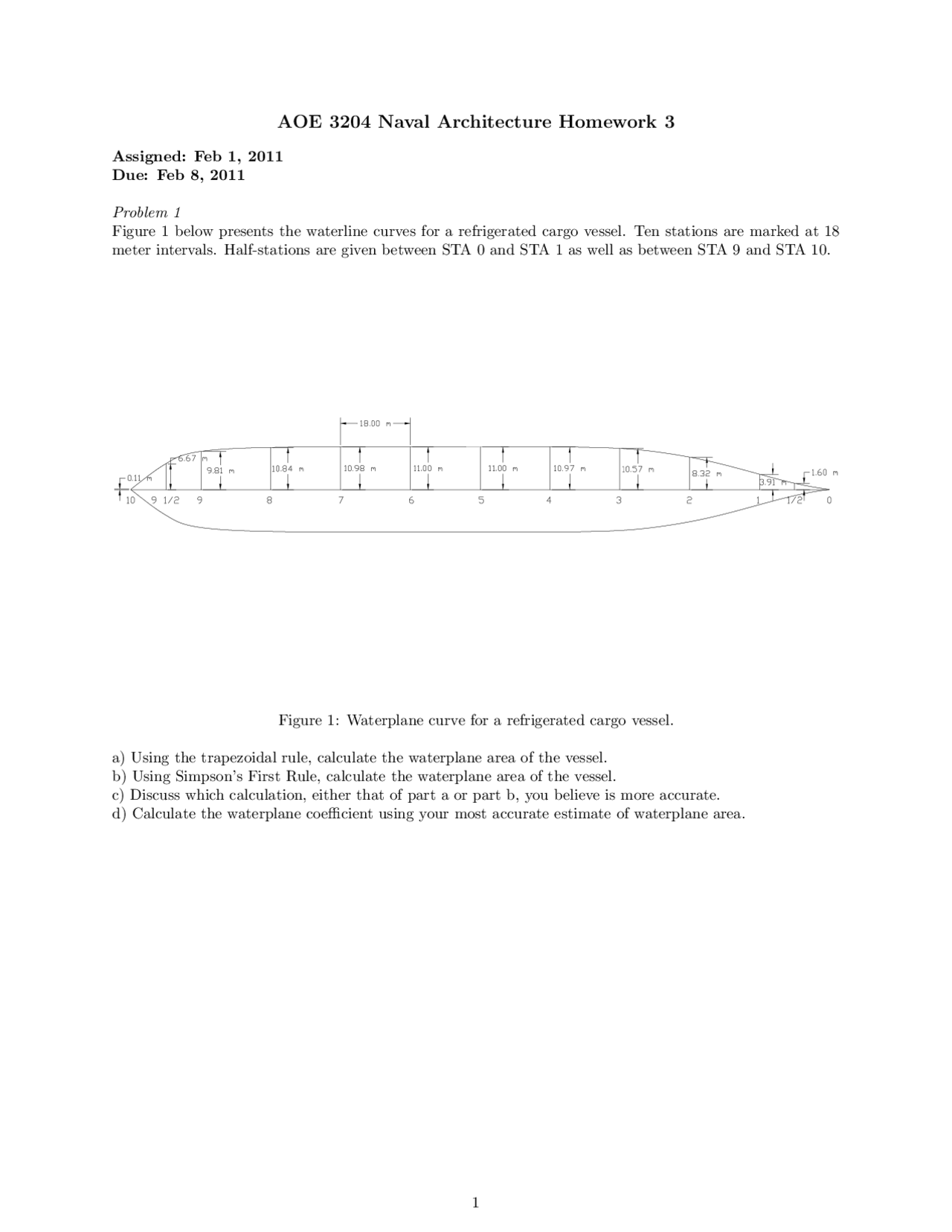 Homework 3 Naval Architecture Aoe 3204 Docsity