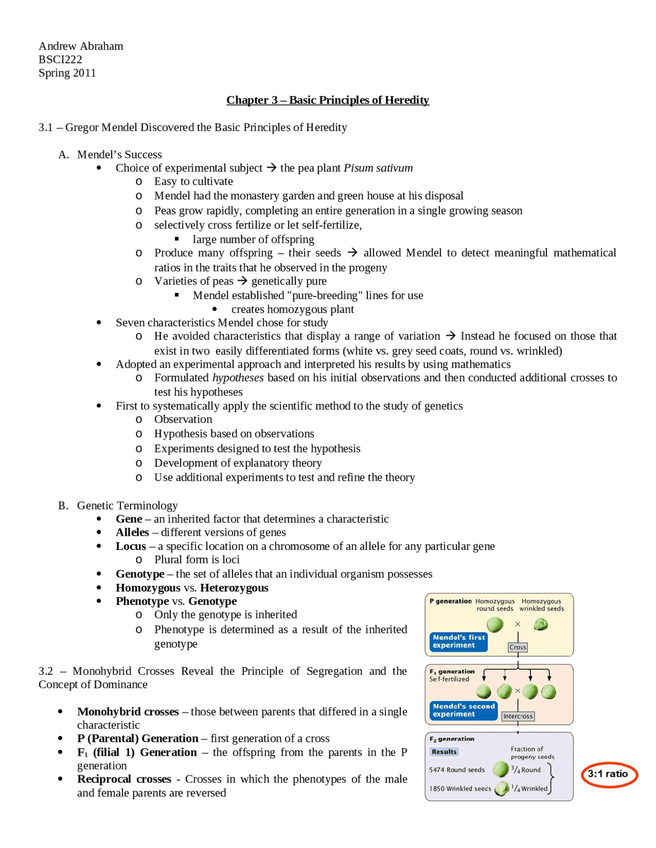 Basic Principles of Heredity - Principles Genetics | BSCI 222 | Study ...