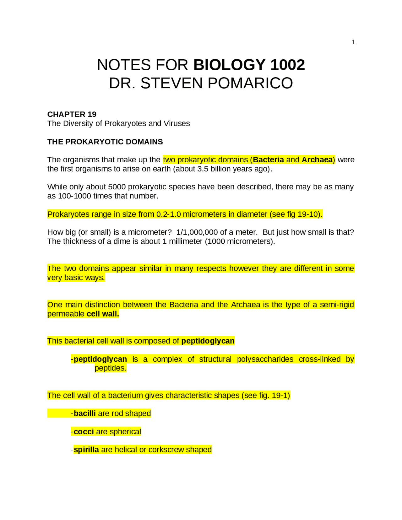 The Diversity Of Prokaryotes And Viruses Lecture Notes Biol 1002