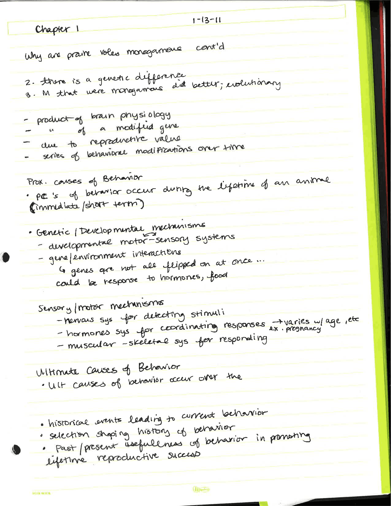 Animal Behavior - Handout Notes | BIOS 236 | Study notes Zoology | Docsity