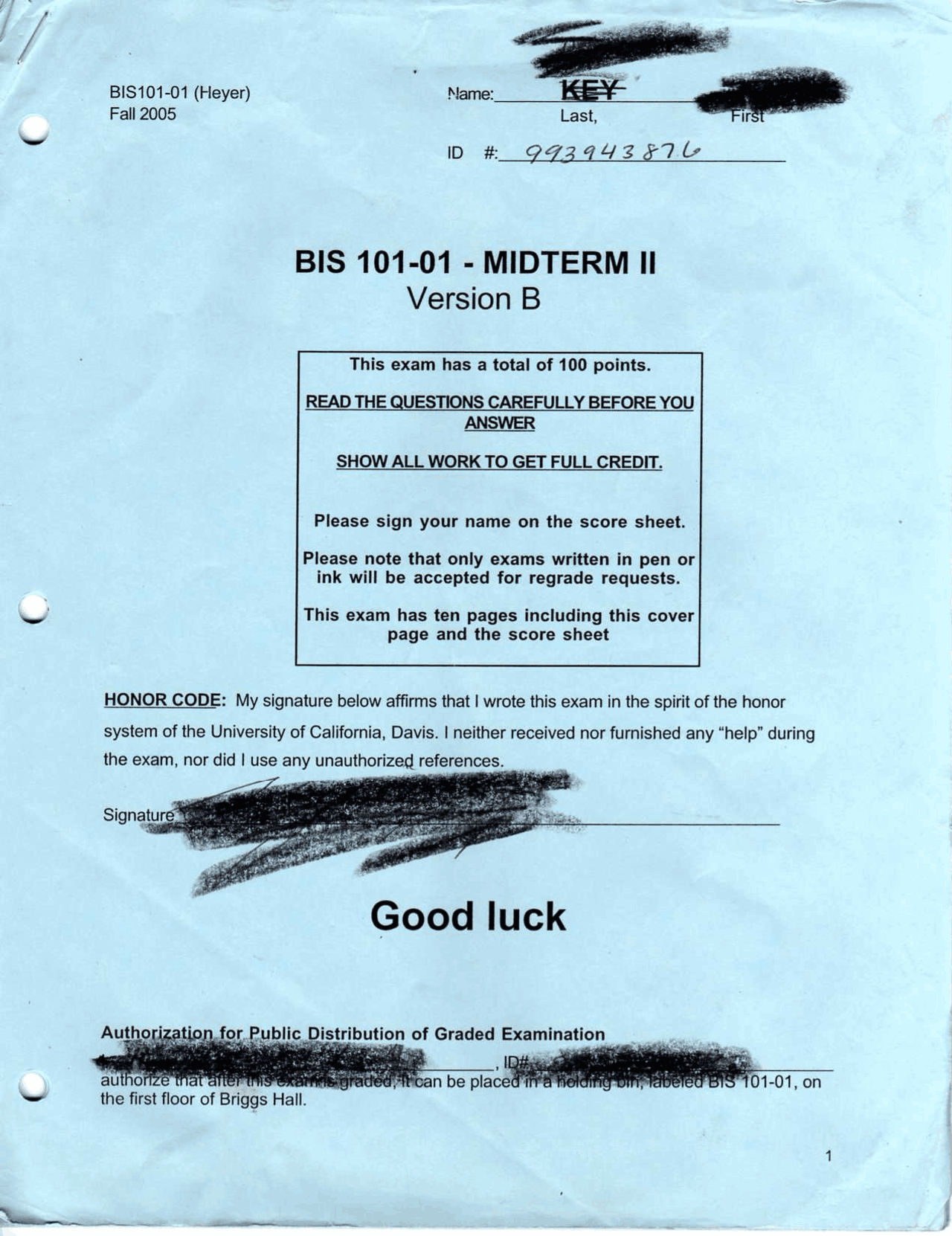 Midterm Exam 2 Solutions Fall 2005 Genes And Gene Expression Bis