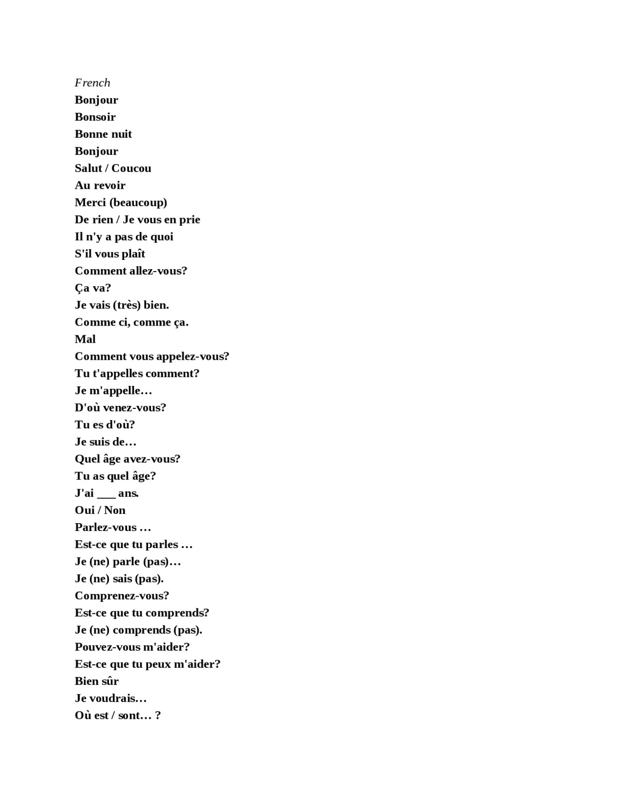 Liste de phrases courantes en français : Salutations et expressions ...