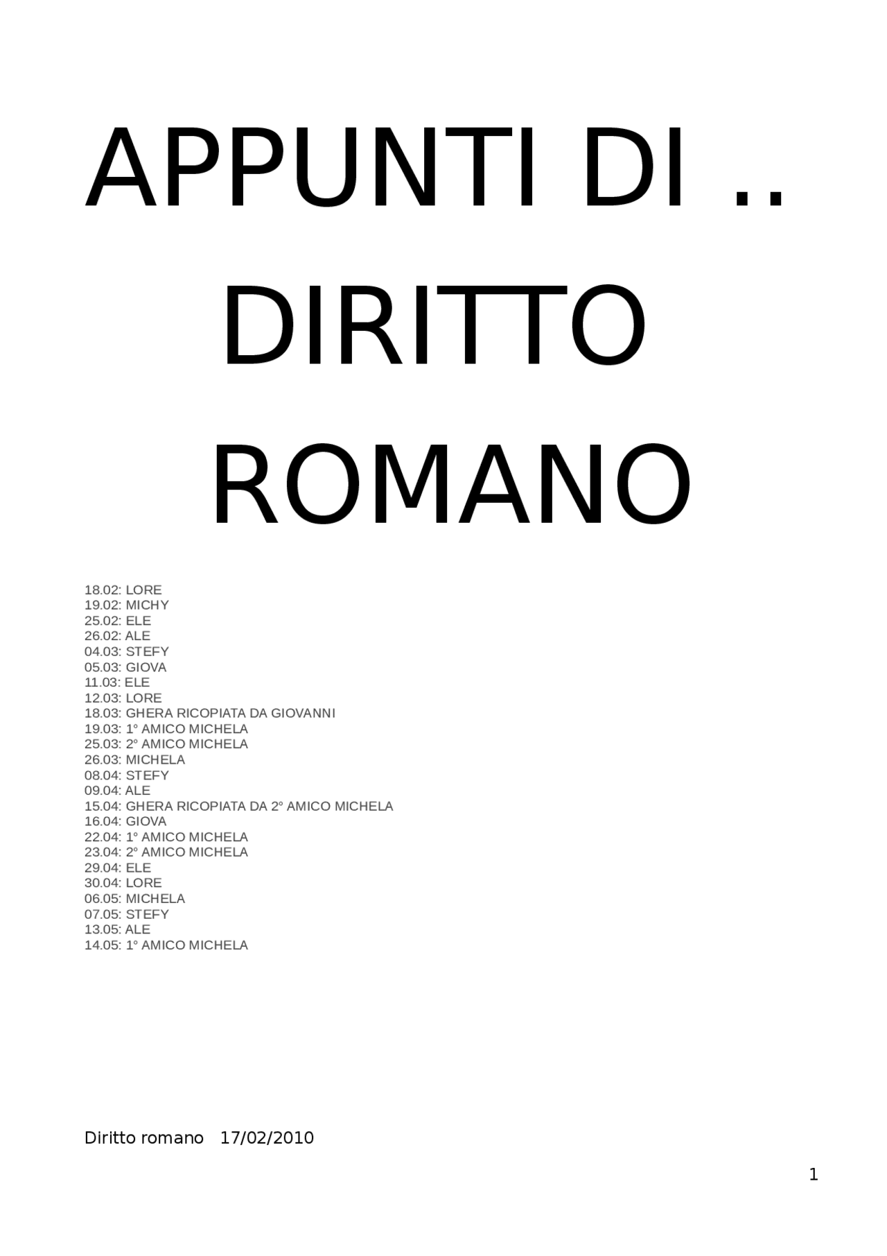 Appunti Di Diritto Romano Prof Giunti Docsity