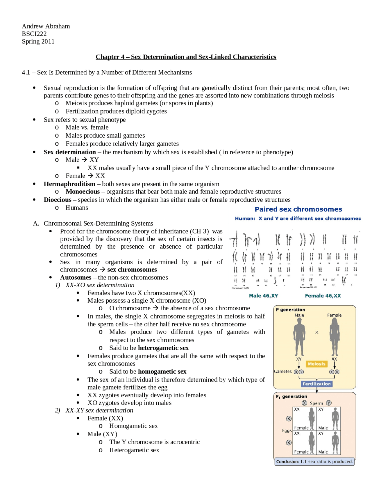 Sex Determination and Sex Linked Characteristics - Principles of ...