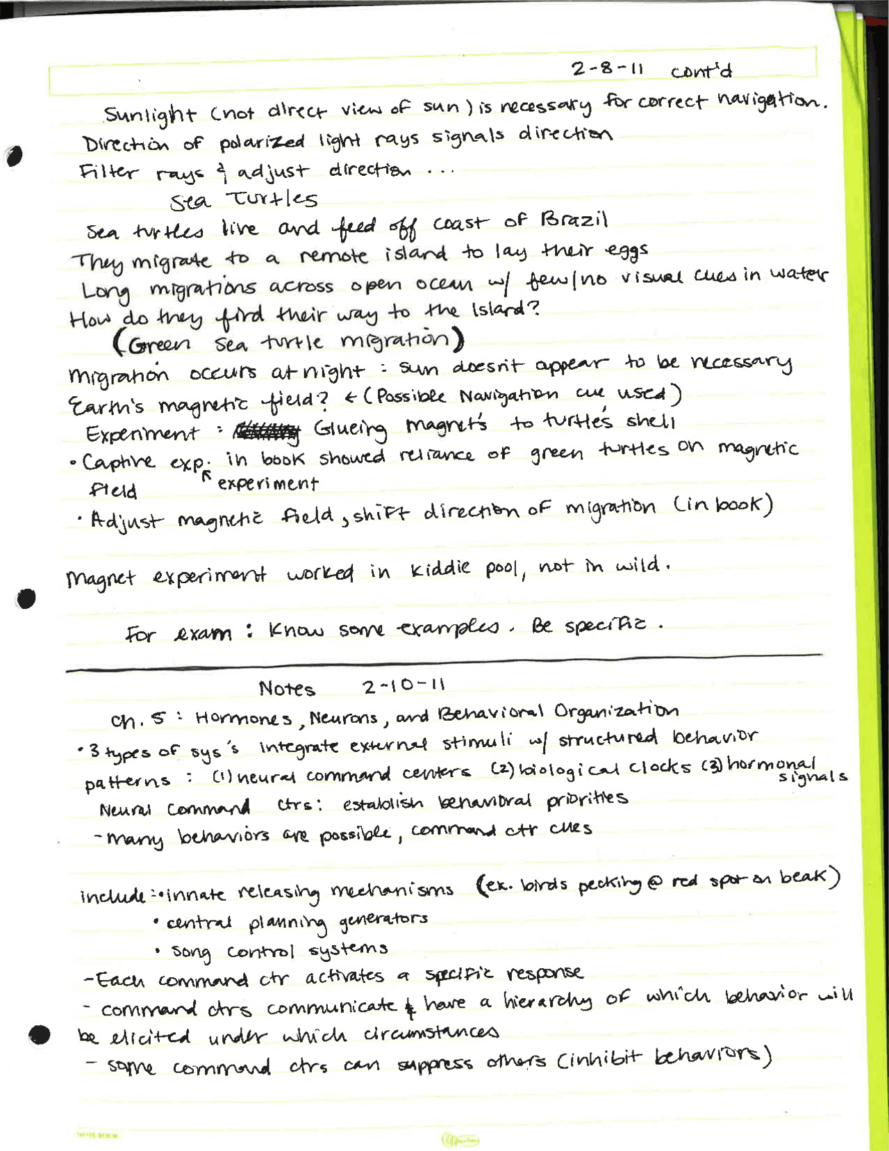 Notes 2-10-11 Chapters - Animal Behavior | BIOS 236 | Study notes ...