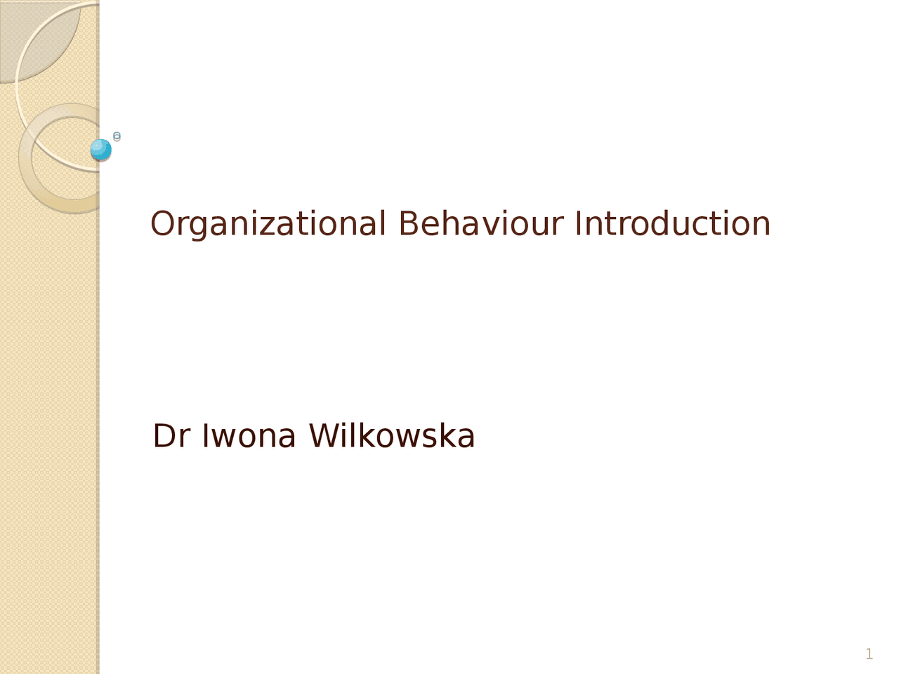 Introduction To Organizational Behavior Lecture Slides Docsity
