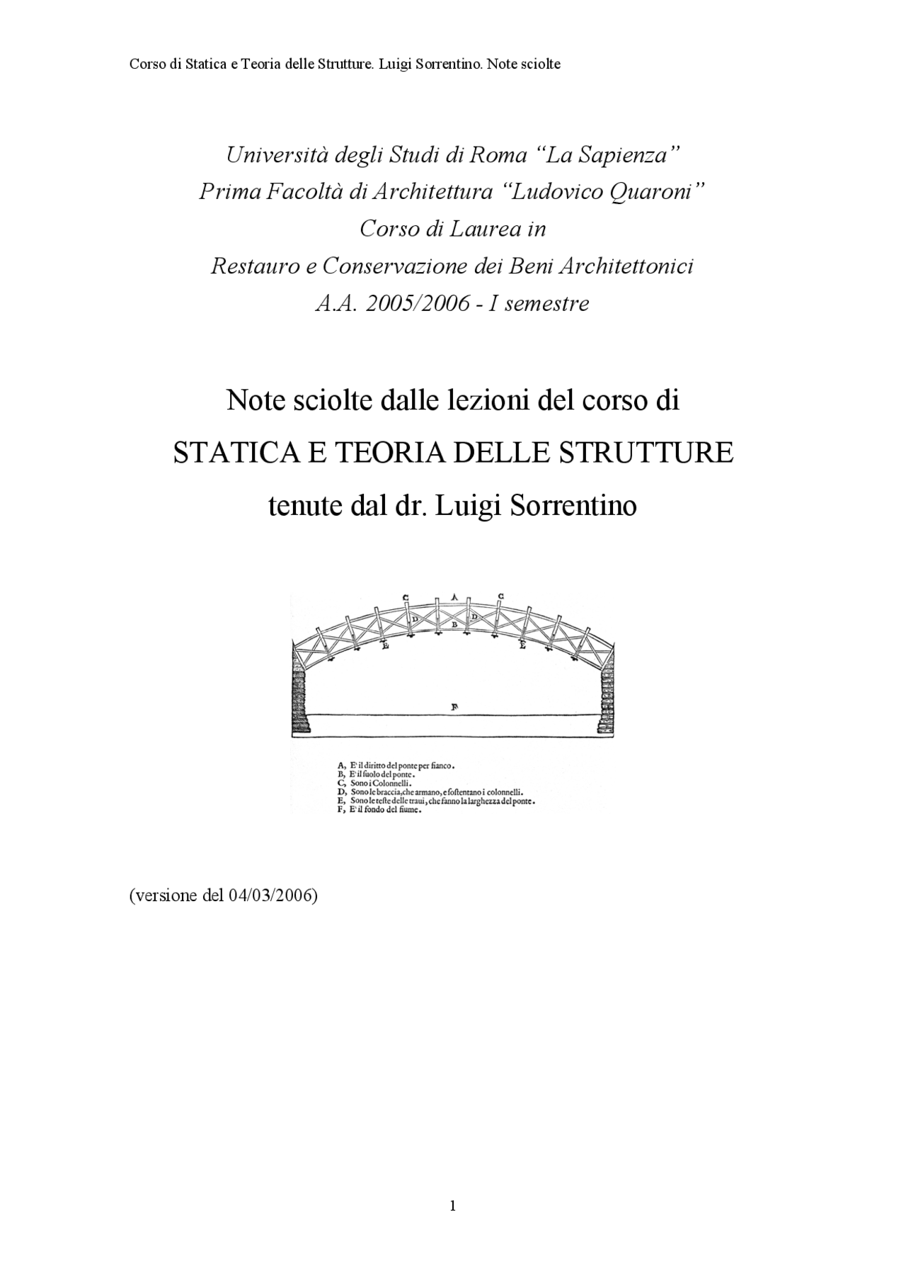 Note sciolte di statica e teoria delle strutture | Appunti di Statica | Docsity
