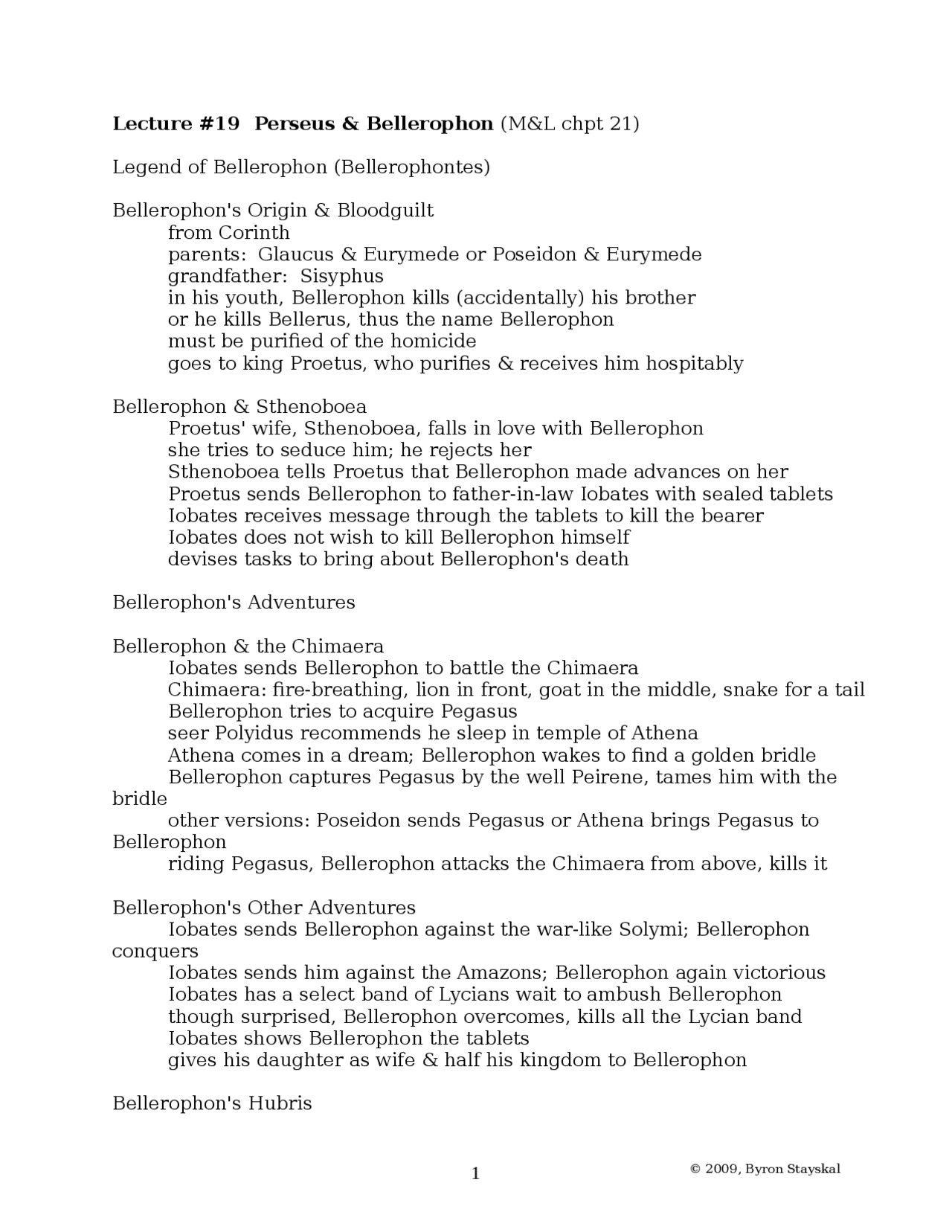 Notes On Perseus And Bellerophon Greek Mythology Clst 350 Docsity
