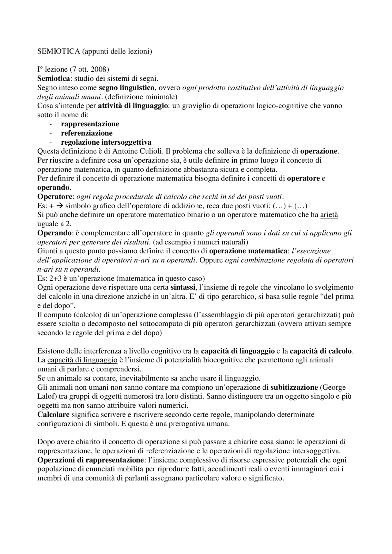 Semiotica Appunti Delle Lezioni Docsity
