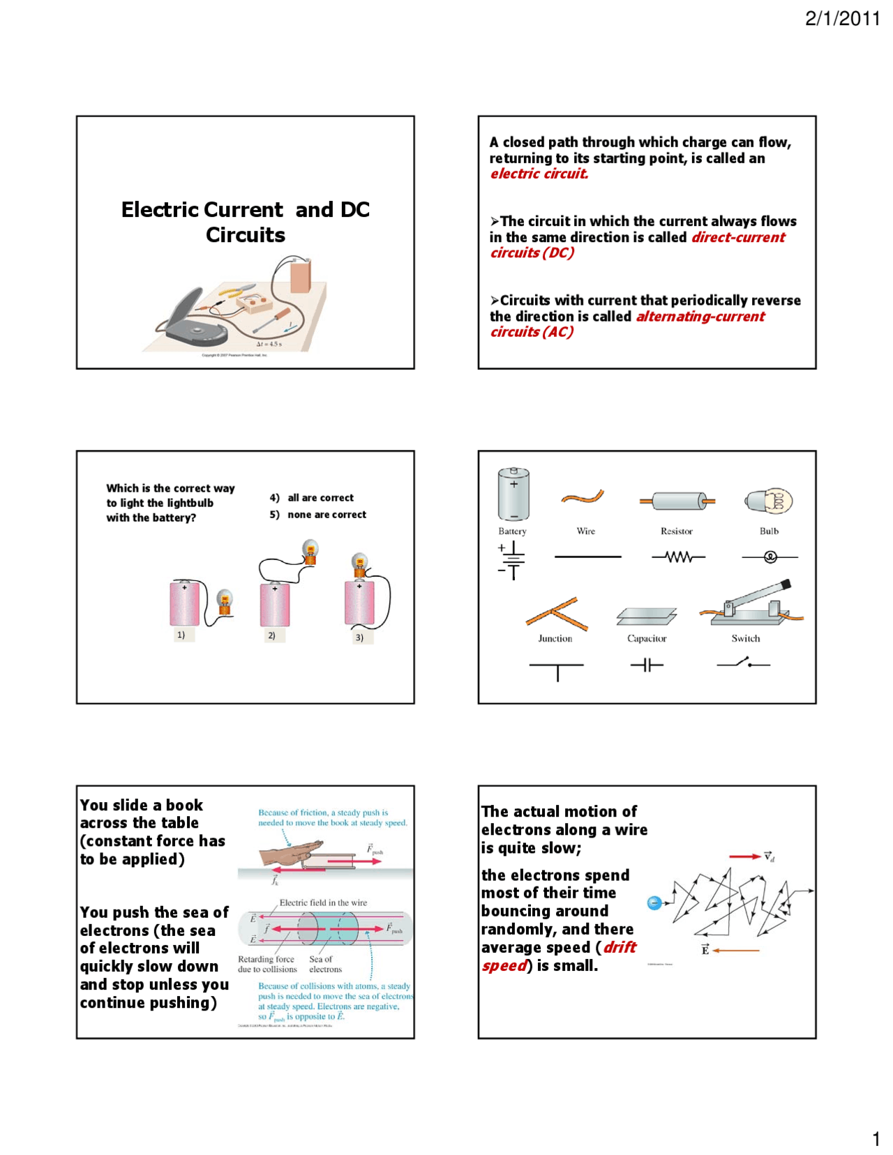 Electric Current and DC Circuits - Slides | PHY 133 - Docsity