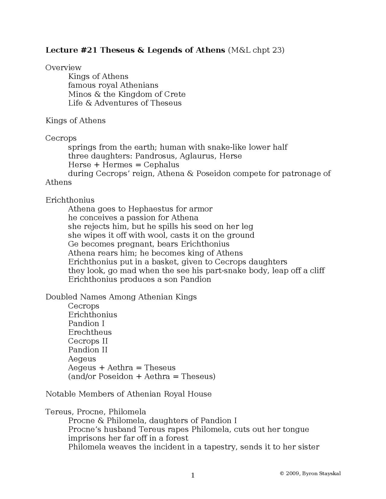 Lecture Notes On Theseus And Legends Of Athens Greek Mythology Clst