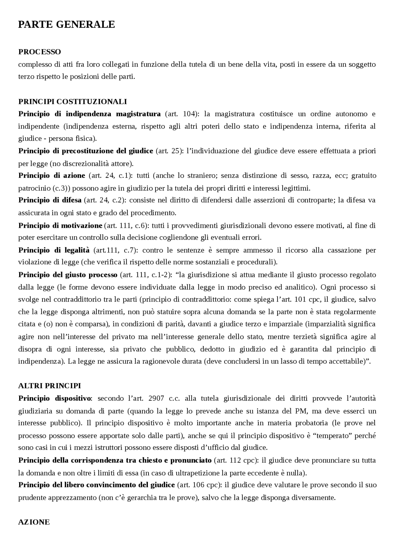 Diritto Processuale Civile Parte Generale Super Riassunto Sintesi
