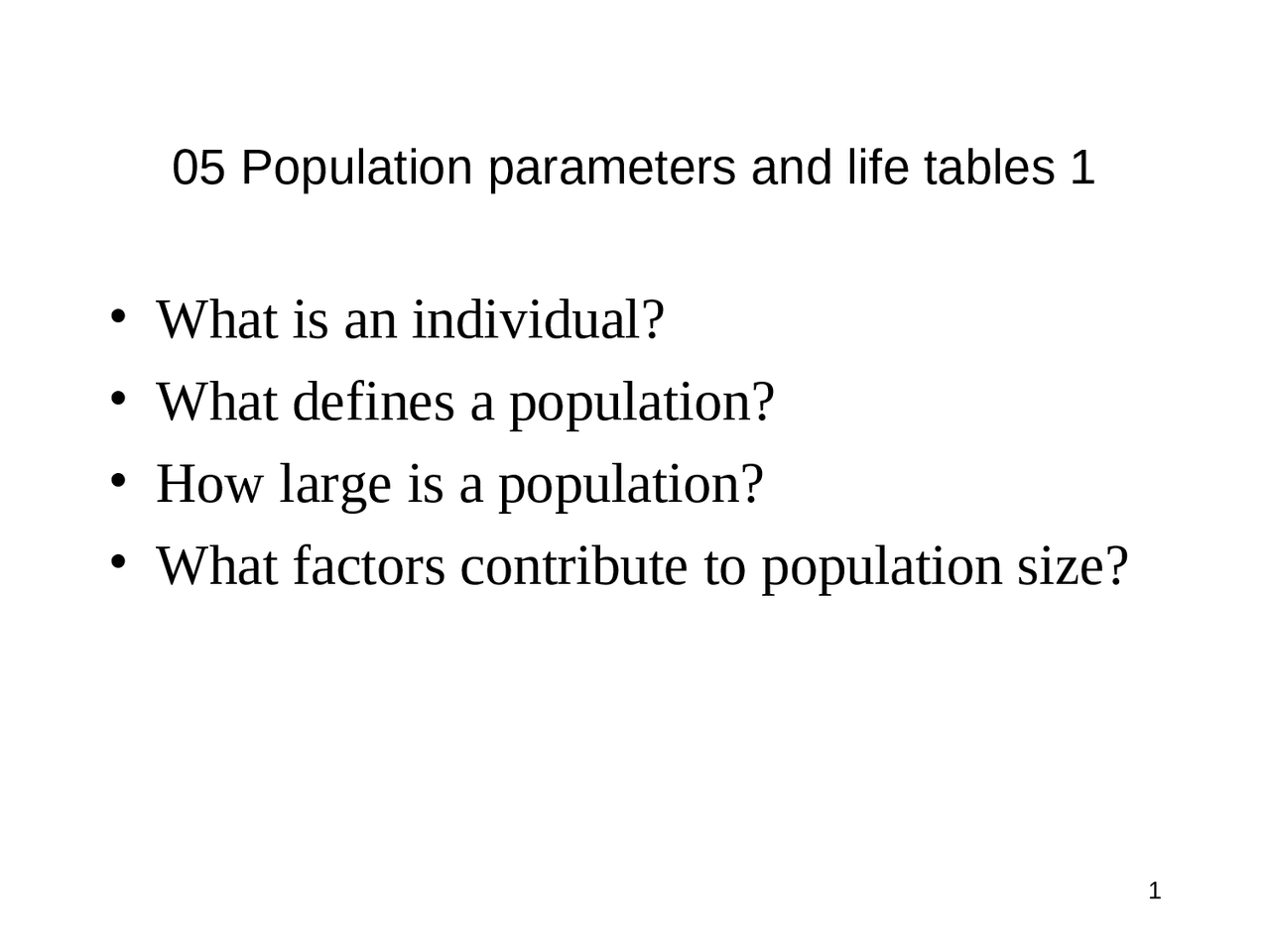 Notes On Population Parameters And Life Tables I Biol 2335 Docsity