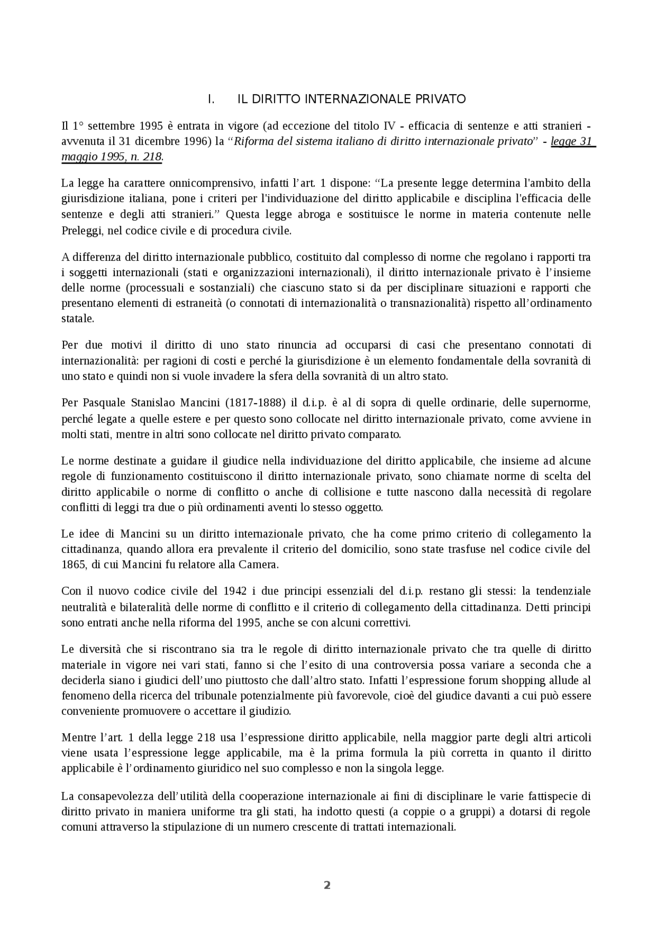 Diritto Internazionale Privato Mosconi Docsity