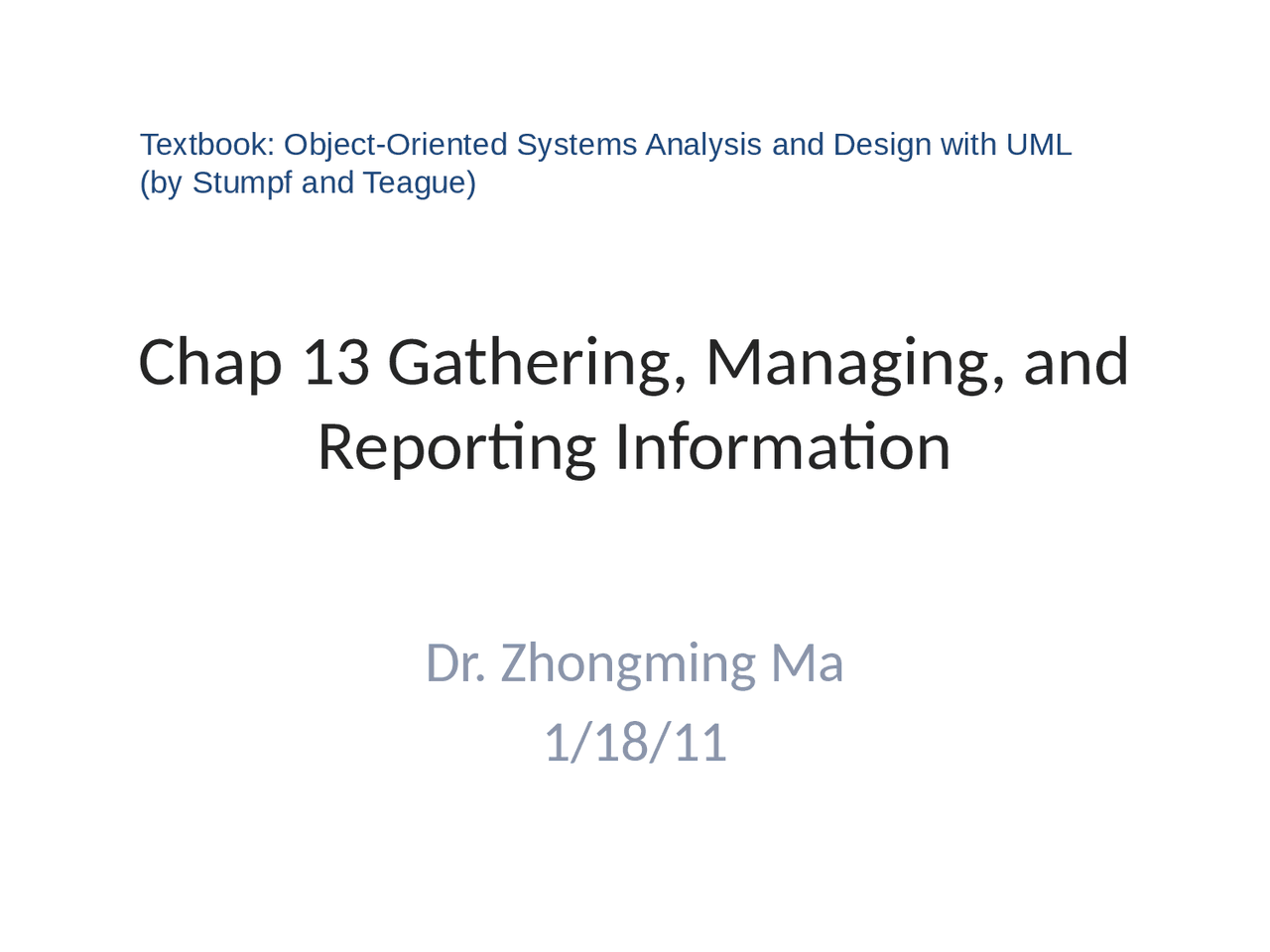Note On Information Gathering Introduction Object Oriented Systems