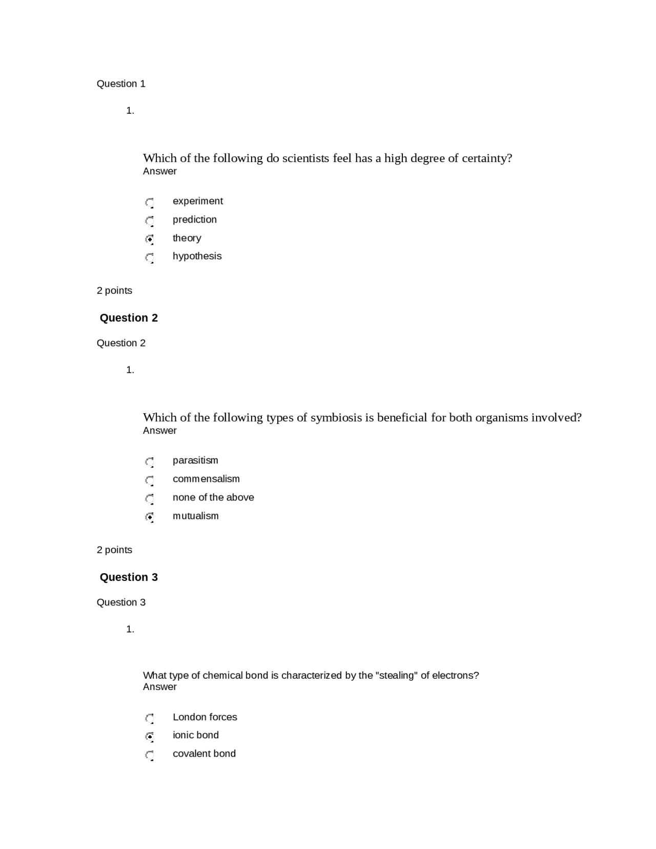 Quiz I Mcqs Solved Life Science Bio 110 Quizzes Earth Sciences