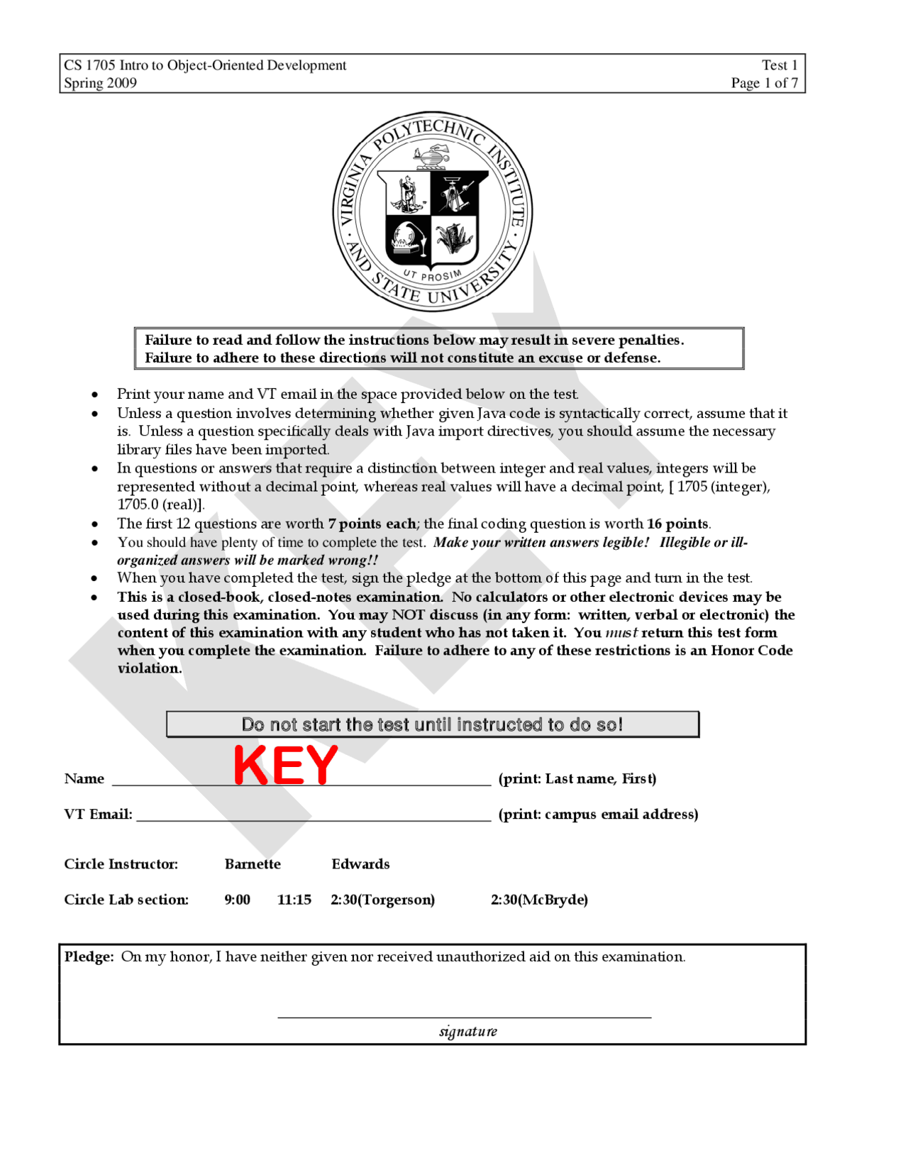 CS 1114_Test.pdf - Docsity