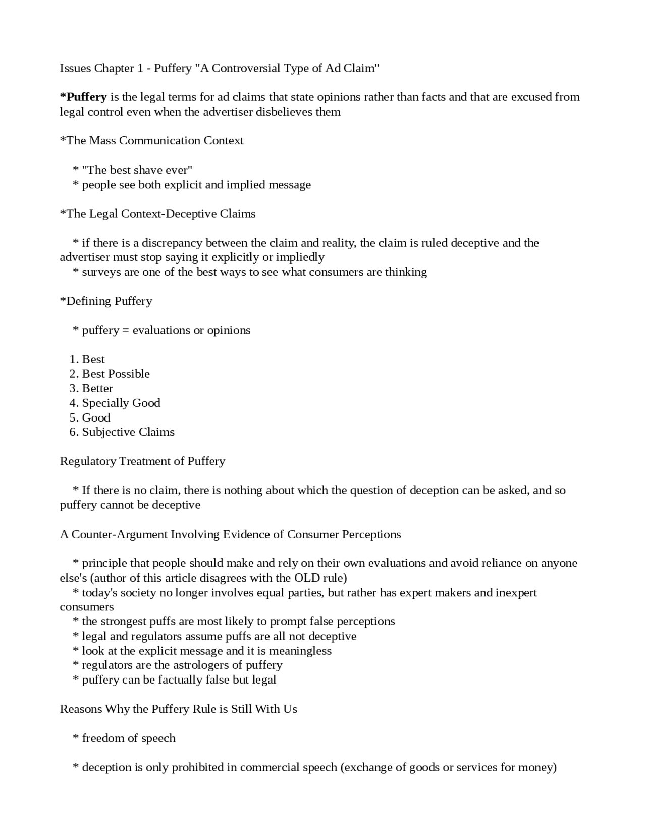 Exam 3 Review Sheet - Principles of Advertising | ADPR 3100 - Docsity