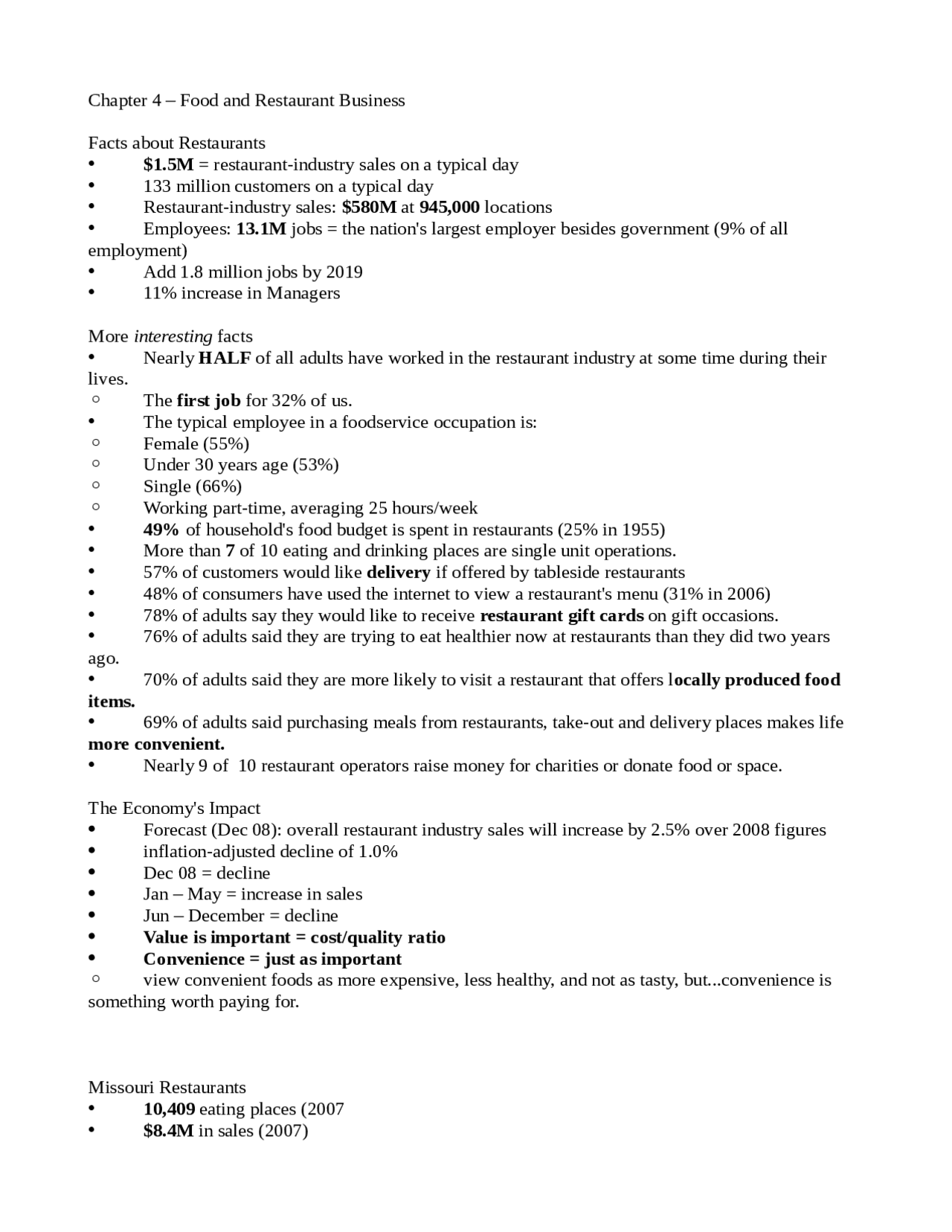 Notes on Food and Restaurant Business - Hotel and Restaurant Industry ...