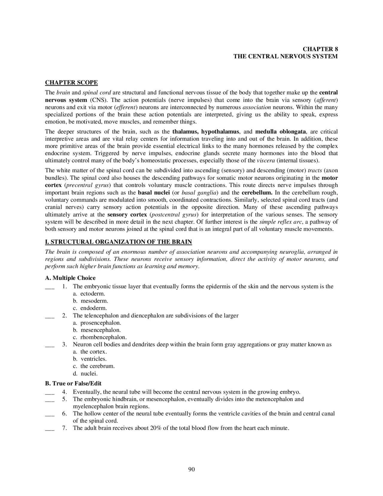 The Central Nervous System - Lecture Notes | VPHY 3100 - Docsity