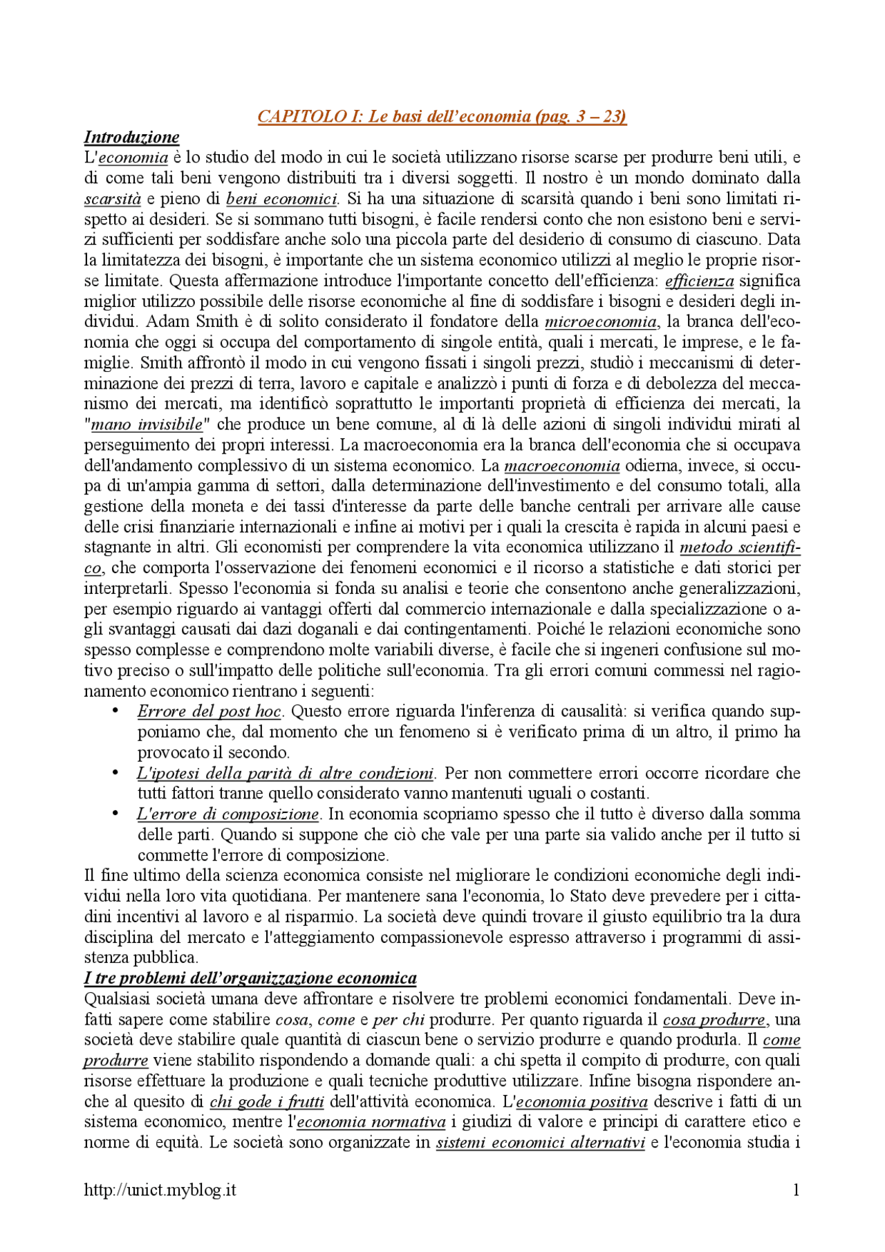 Riassunto rielaborato di economia - Samuelson - Docsity