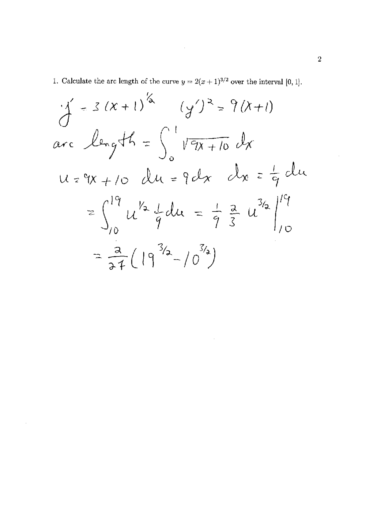 Math Midterm With Answers Integration And Infinite Series Math 31b