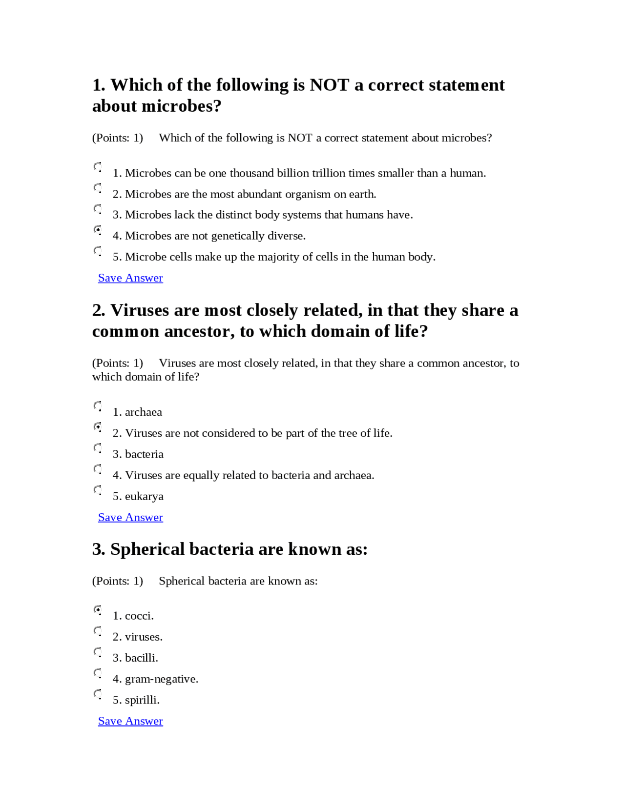 Quiz 1 with Solution - Applied Biological Diversity, Ecology and ...
