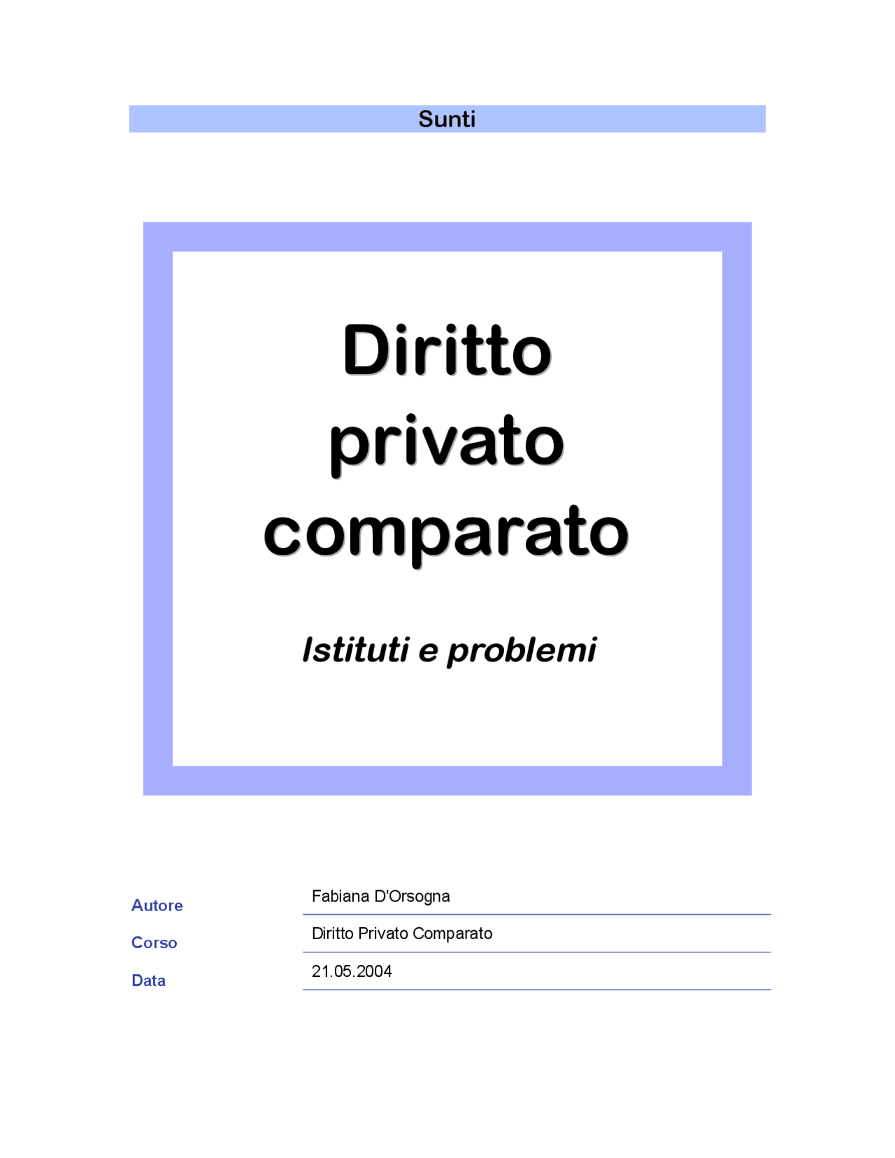 Diritto Privato Comparato - Istituti e problemi - Docsity