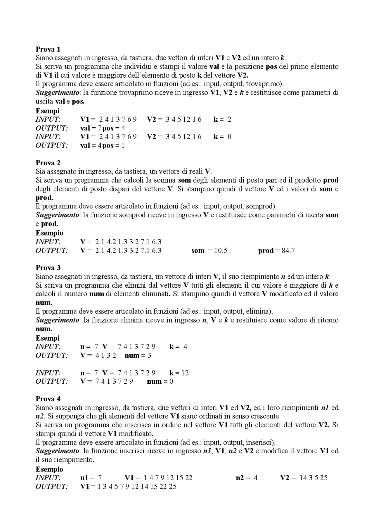 Fondamenti Di Informatica Prove Di Esame Università Di Cassino