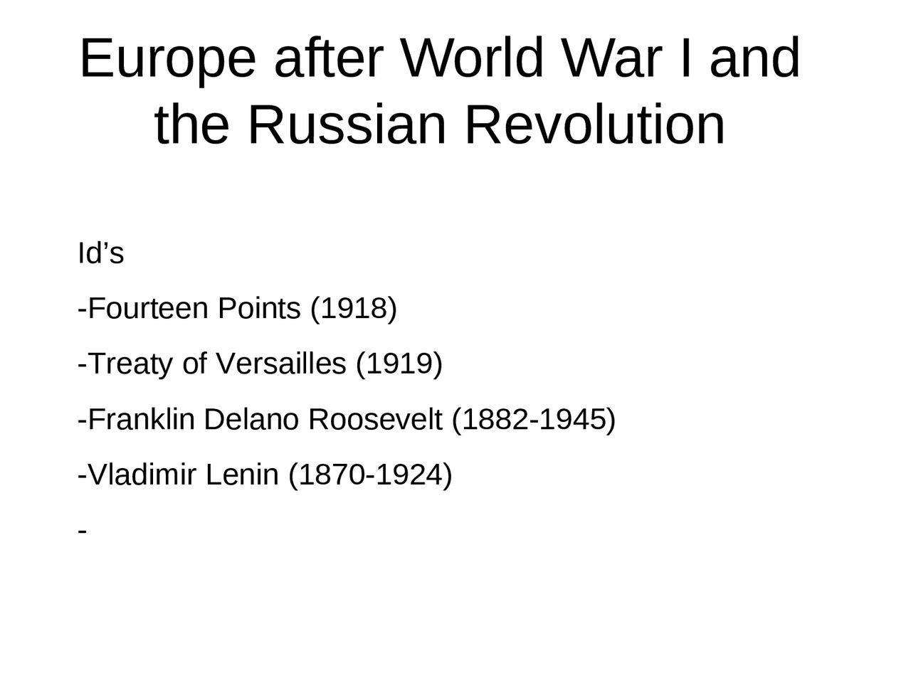 Europe after World War I and the Russian Revolution - Lecture Slides ...