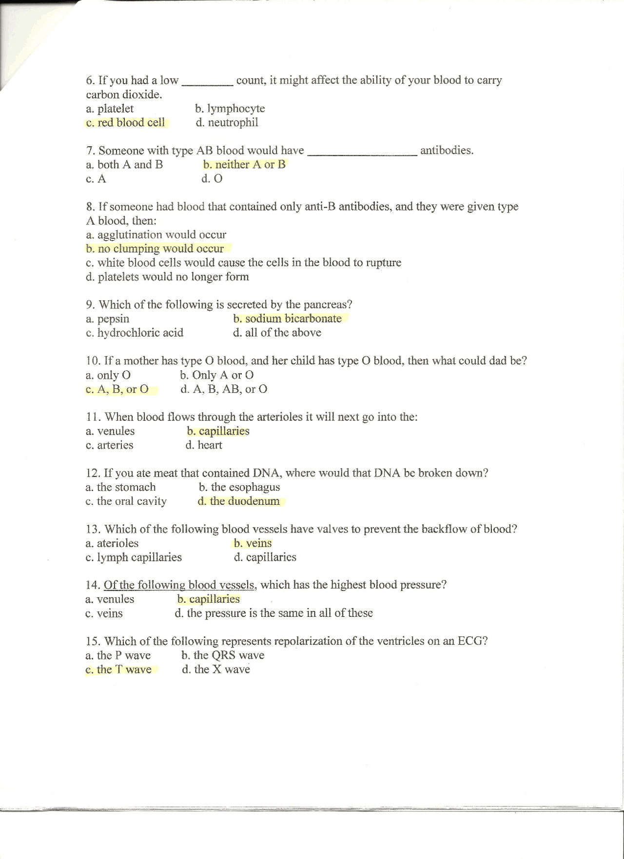 A Survey Of Life Multi Choice Exam 2 With Correct Answers Biol 1010