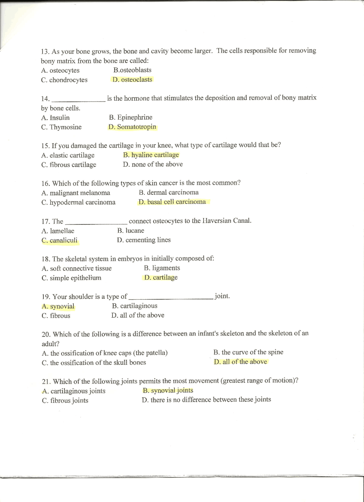 Practice Exam With Answer Key A Survey Of Life Biol 1010 Docsity